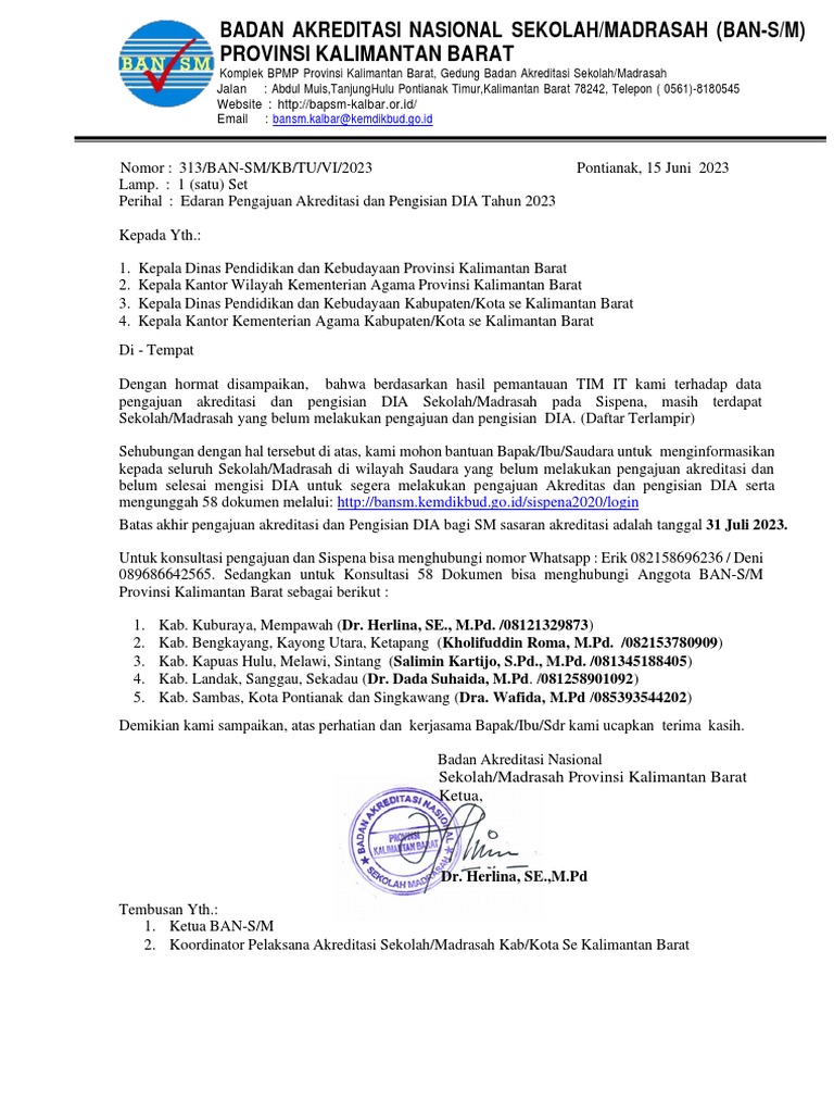 SURAT EDARAN Pengajuan Dan Pengisian DIA | PDF