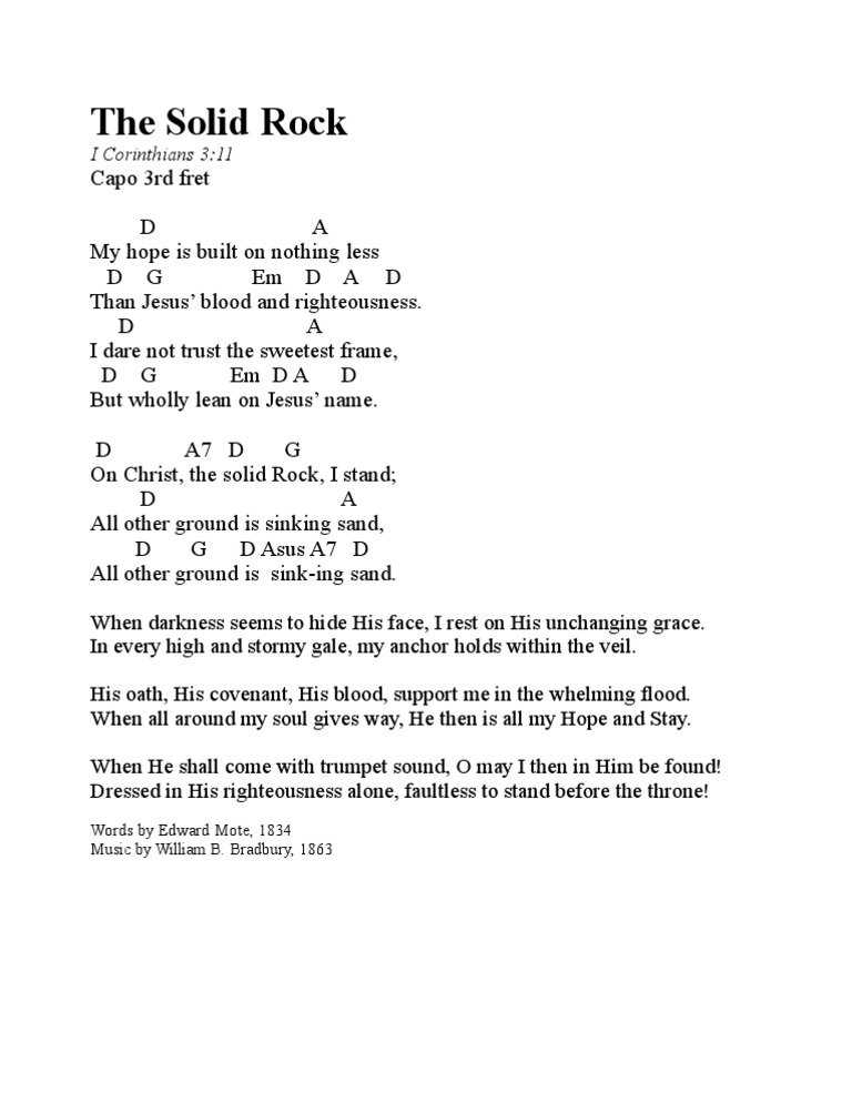 "On Christ, the Solid Rock Lyrics" | PDF | Poetry