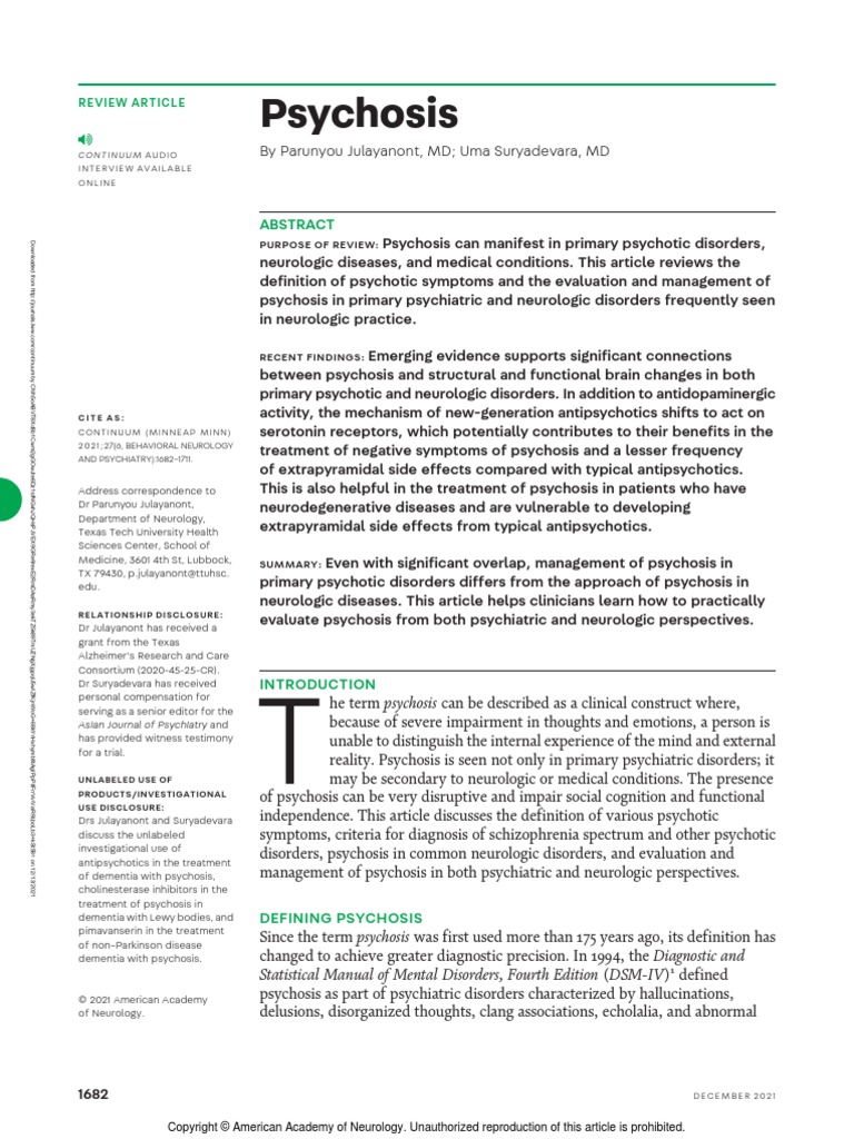Psicosis - 2021 | PDF | Psychosis | Hallucination