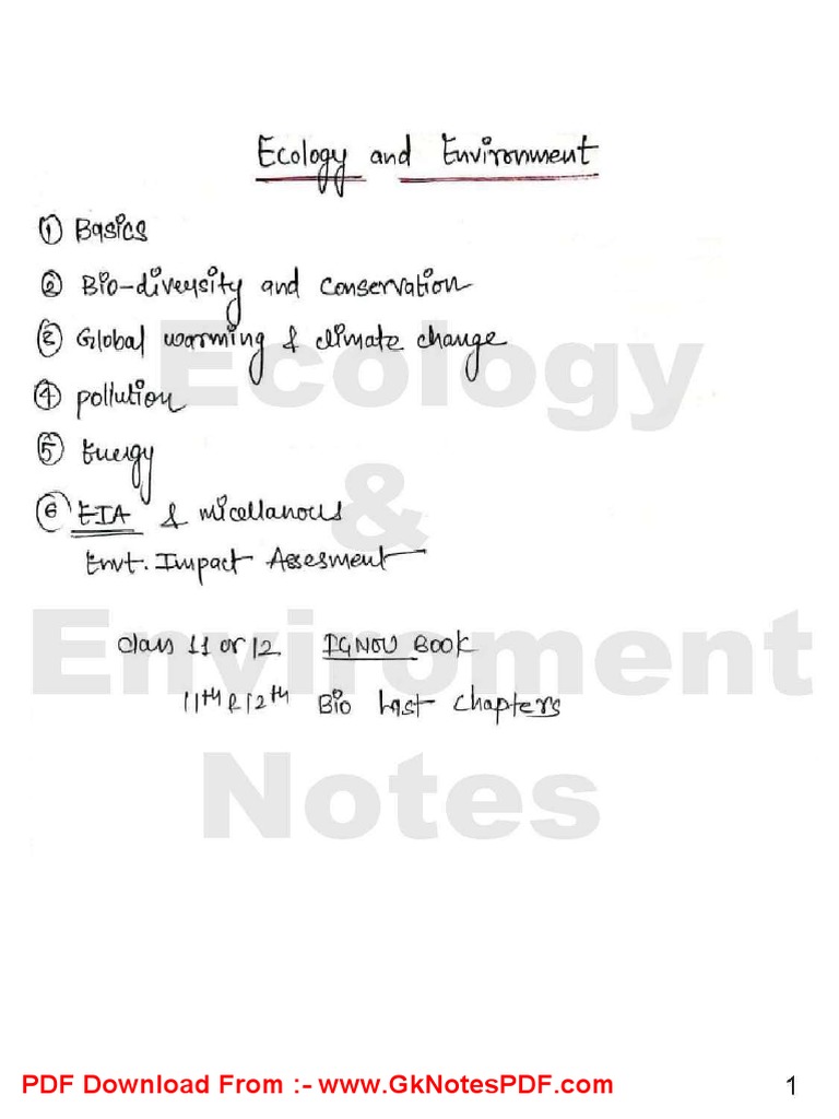 Ecology-and-Enviroment-Handwritten-Notes | PDF