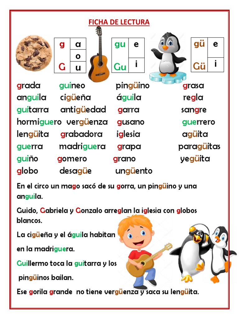 Ficha de G, Gue, Gui | PDF