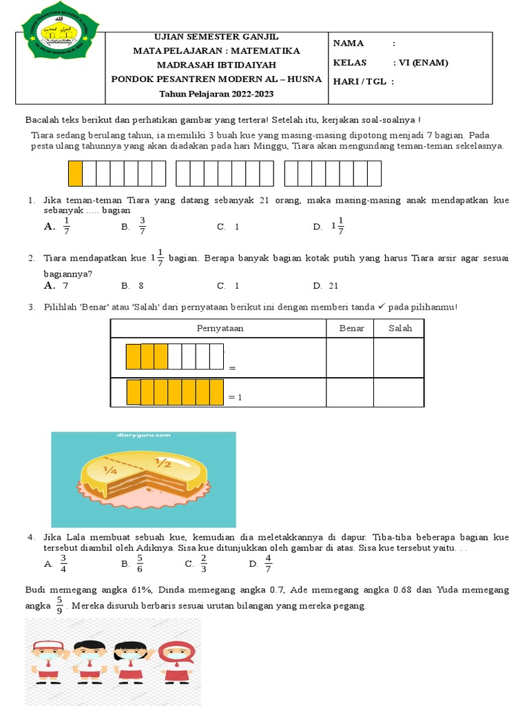 SOAL MTK Kelas 6 Sem 1 TP 2022-2023 | PDF