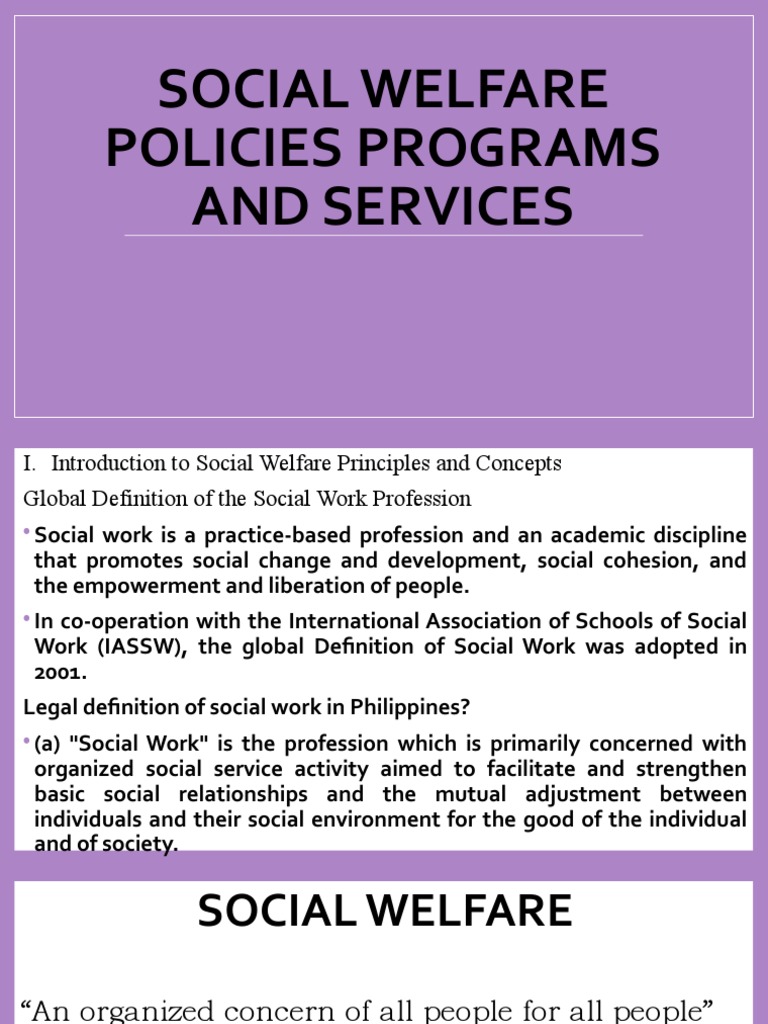 Social Welfare Policies Programs and Services22 | PDF