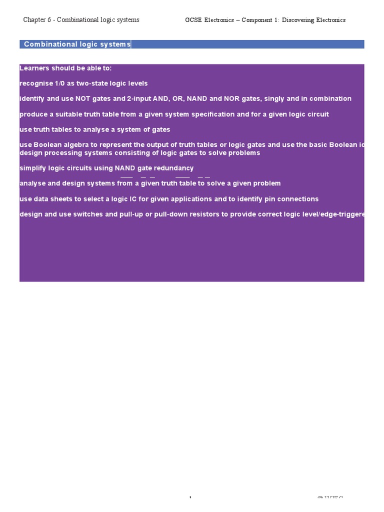 Combinational Logic Systems Overview | PDF | Logic Gate | Electronic Circuits