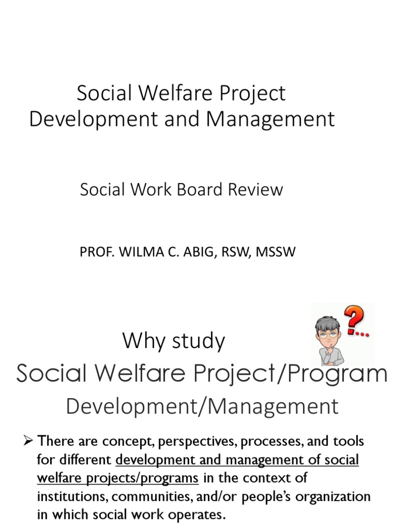 Social Welfare Project Management Guide | PDF | Social Work | Project ...