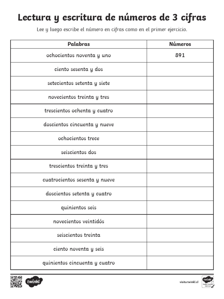 Guia Escribir Numeros de 3 Cifras Ver 1 | PDF