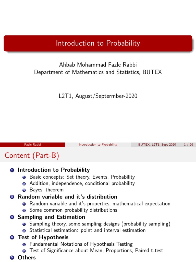 Probability Intro DRAMFR | PDF