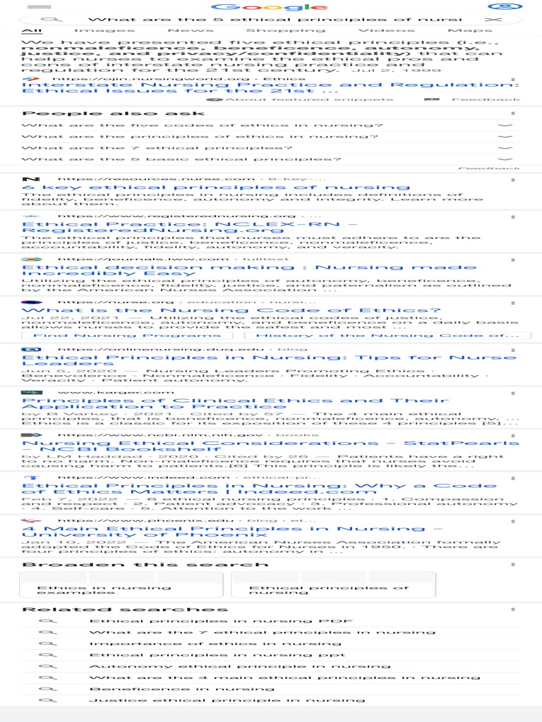 What Are The 5 Ethical Principles of Nursing - Google Search | PDF ...