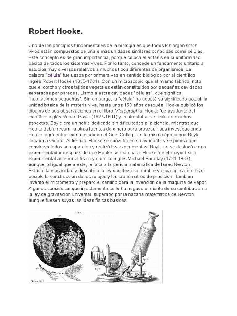 Robert Hooke Aporte Con Corcho. | PDF