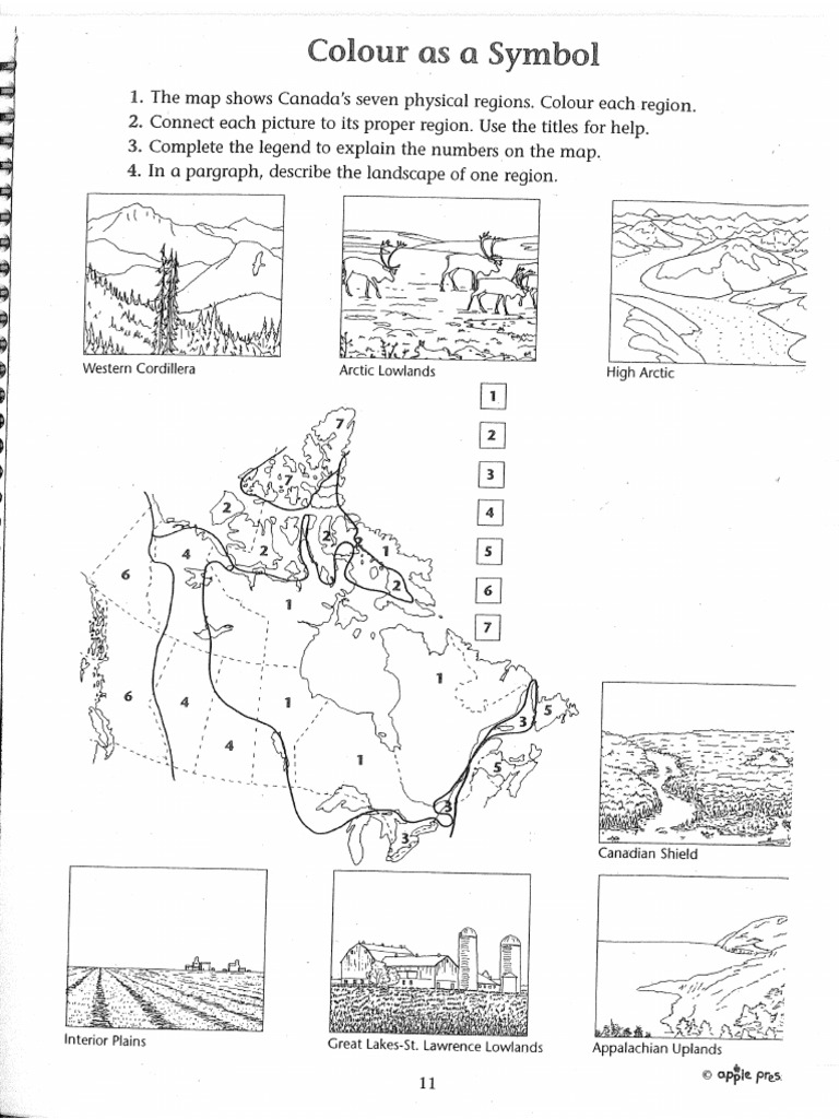 Canada Landforms Colour As A Symbol Worksheet | PDF