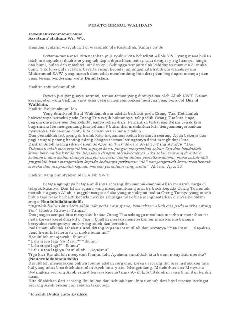 Pidato Birrul Walidain Lomba Mapsi 2022 | PDF