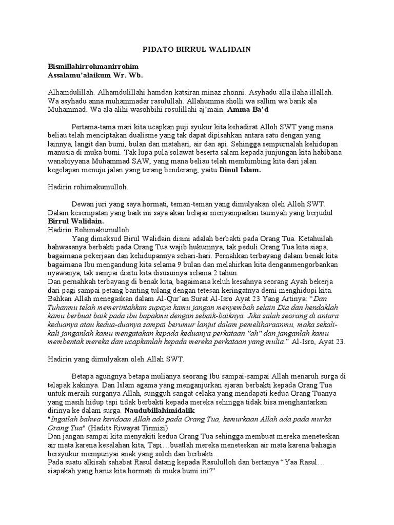 Pidato Birrul Walidain Mapsi 2023 | PDF