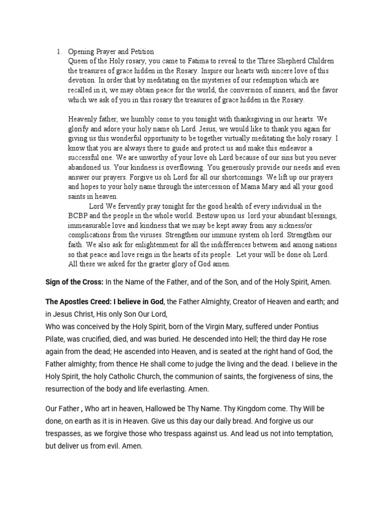 Opening Prayer and Petition(Tuesday) | PDF | Religious Belief And ...