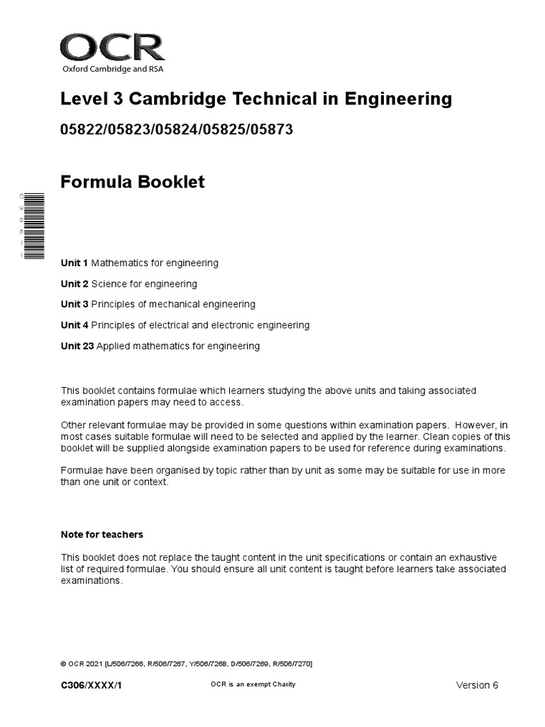 Cambridge Formula Book | PDF | Force | Capacitor