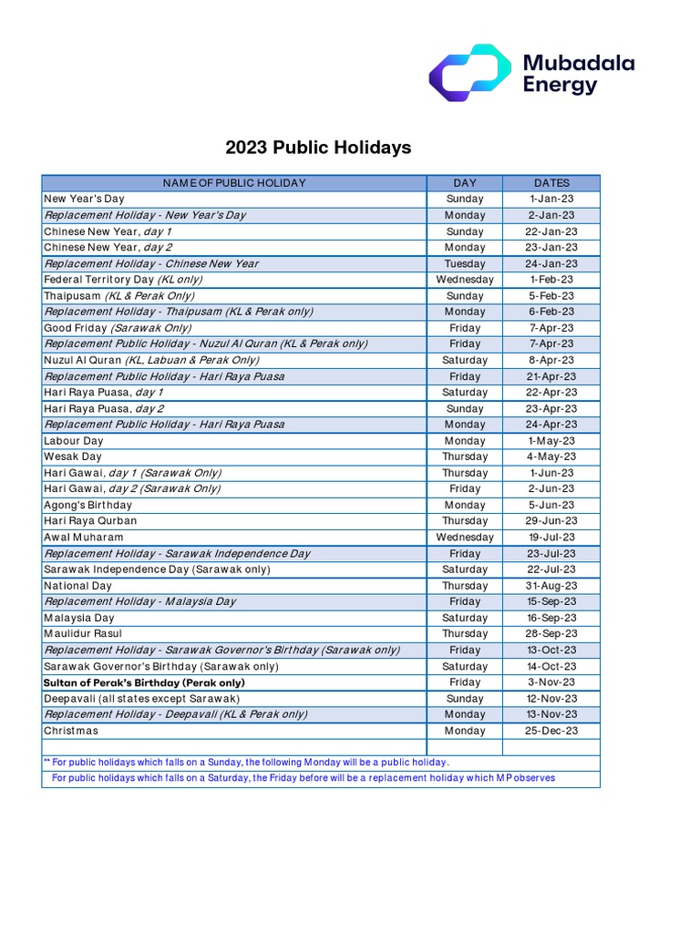 Public Holidays 2023 | PDF | Public Holiday | Observances
