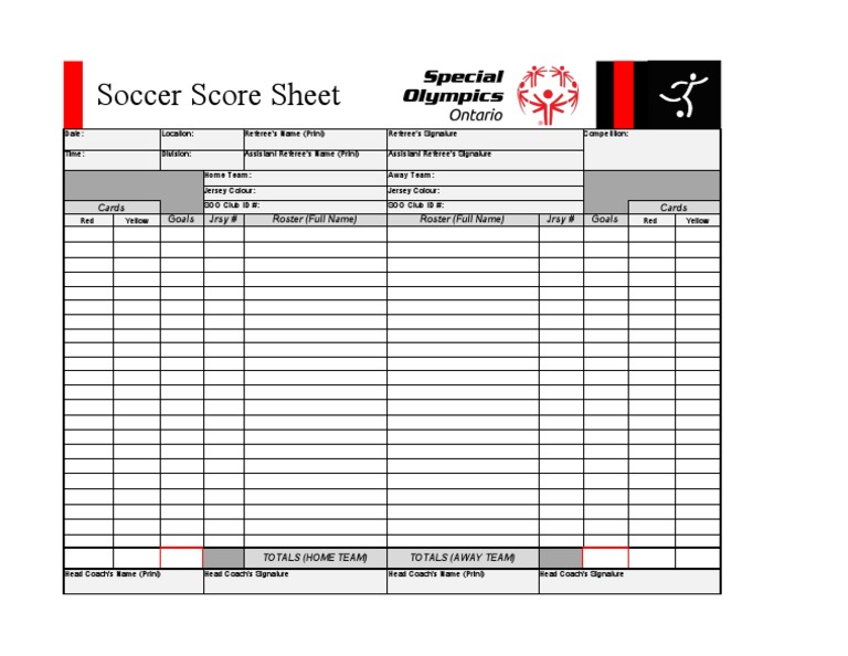 Score Sheet Soccer | PDF