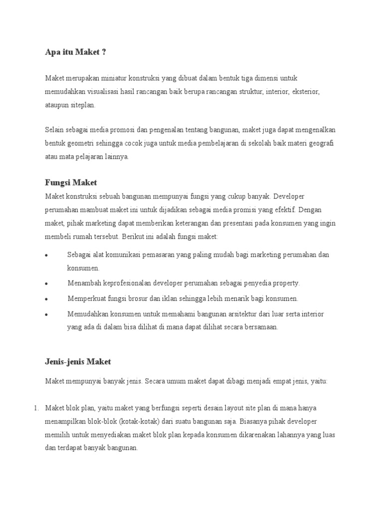 Apa Itu Maket | PDF