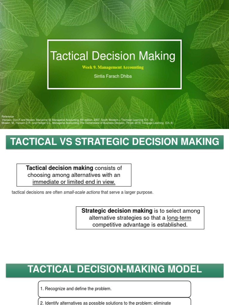 Steps in Tactical Decision Making | PDF