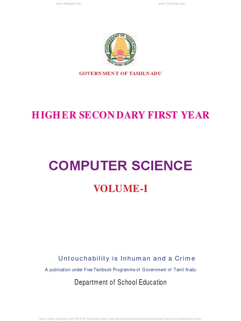 11th Computer Science Volume 1 New School Books Download English Medium | PDF | Computer ...