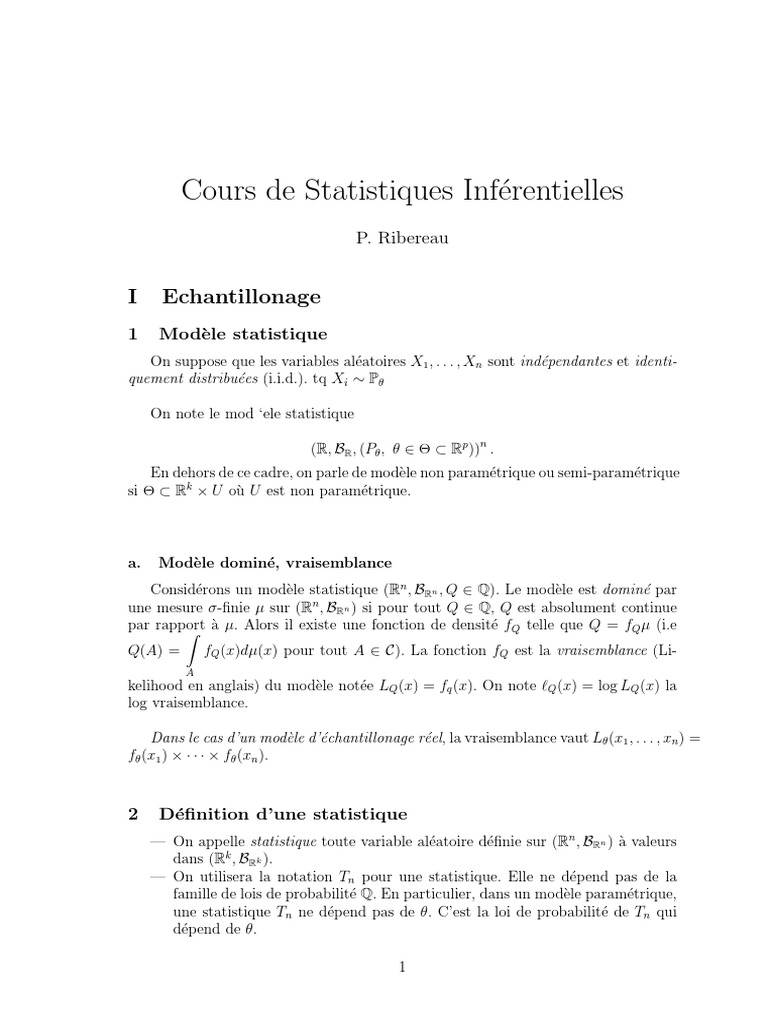 Bon Cour | PDF | Estimateur (statistique) | Variance (mathématiques)
