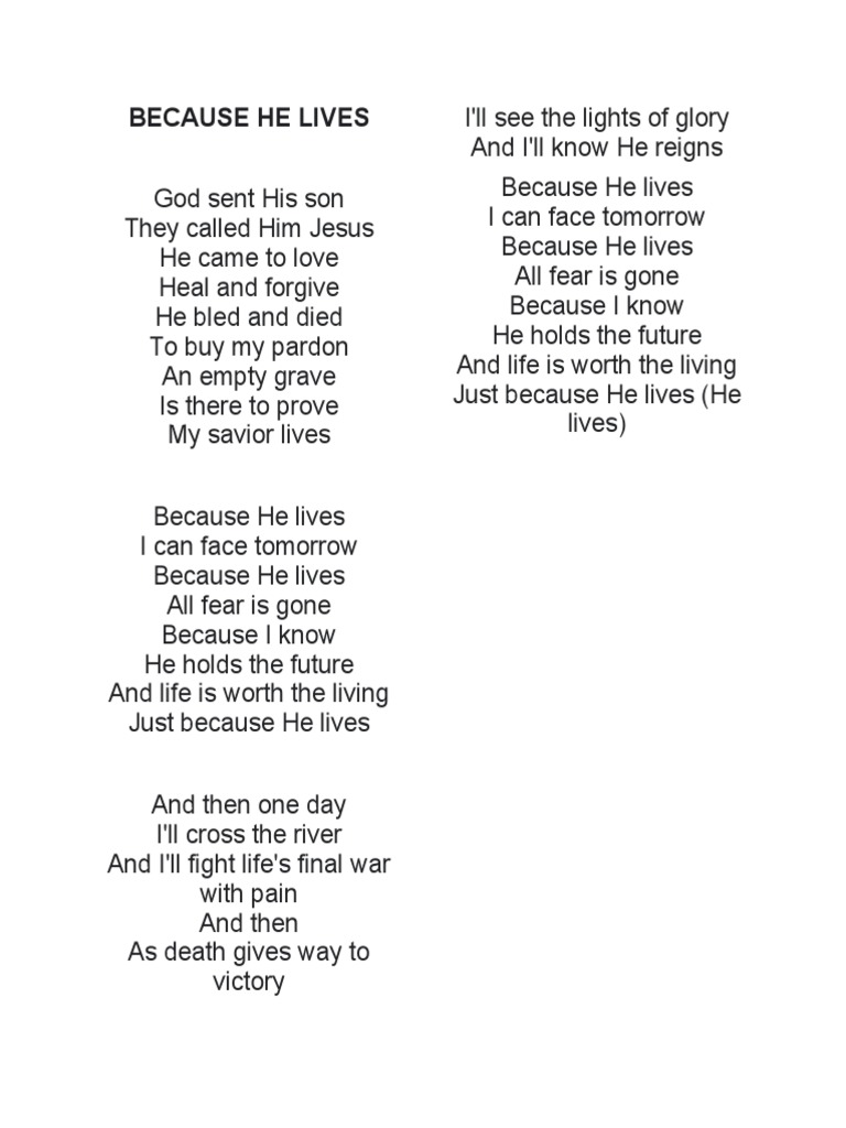 Because He Lives: Hymn Lyrics | PDF