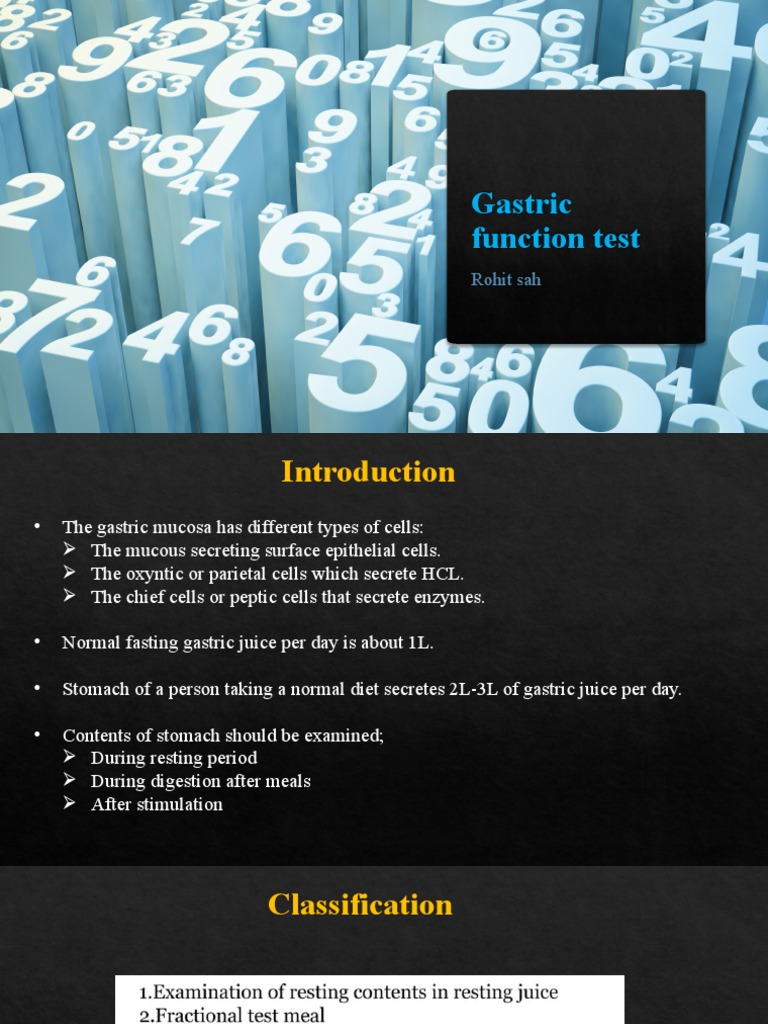 Gastric Function Test Procedures and Analysis | PDF | Stomach | Acid