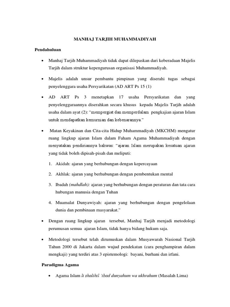 MANHAJ TARJIH MUHAMMADIYAH Hamim Ilyas | PDF