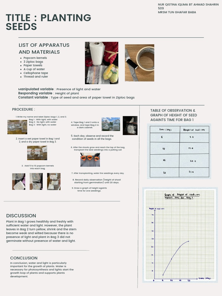 Title: Planting Seeds: List of Apparatus and Materials | PDF | Seed ...