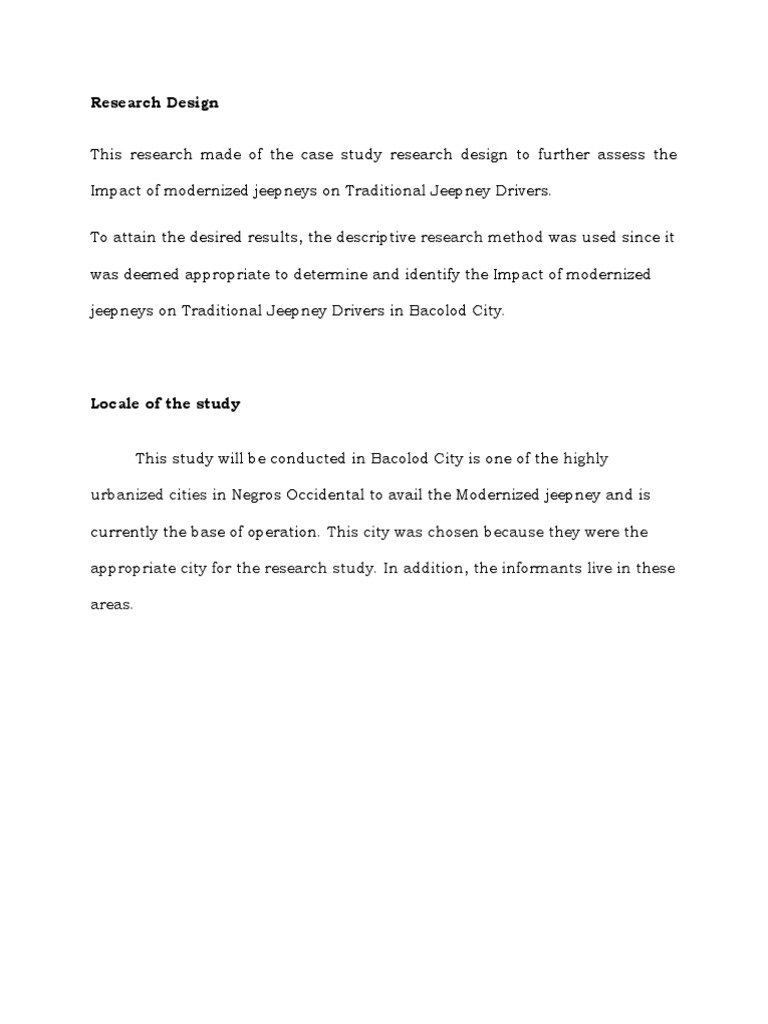 Research Design & Locale of The Study | PDF