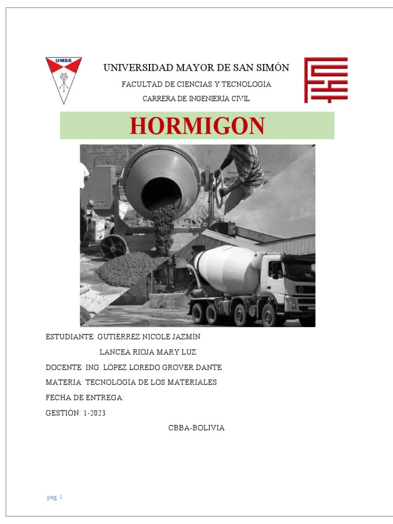 Informe Hormigon | PDF | Hormigón | Cemento