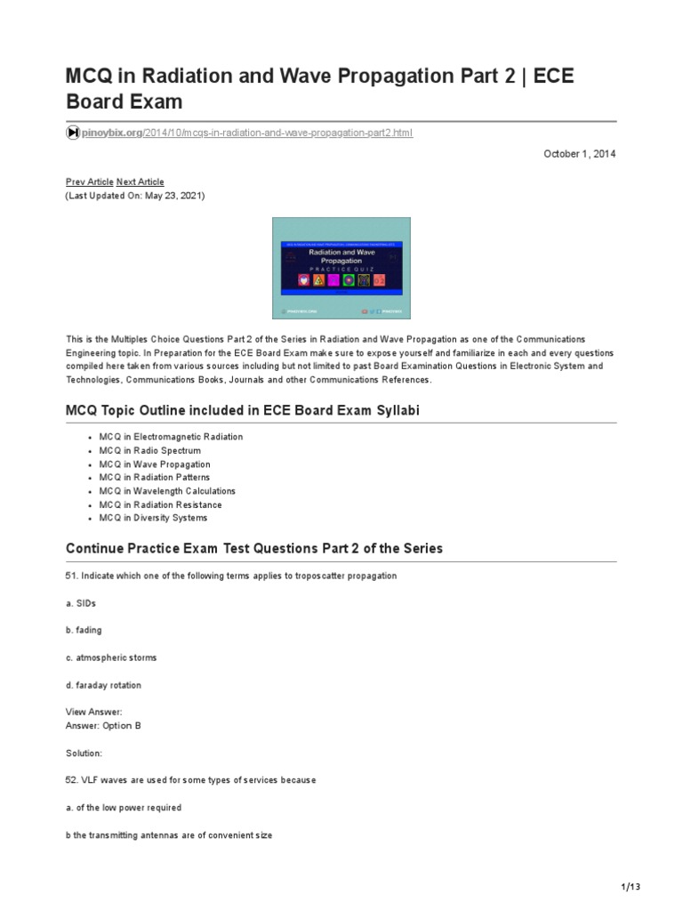 pinoybix.org-MCQ in Radiation and Wave Propagation Part 2 ECE Board ...