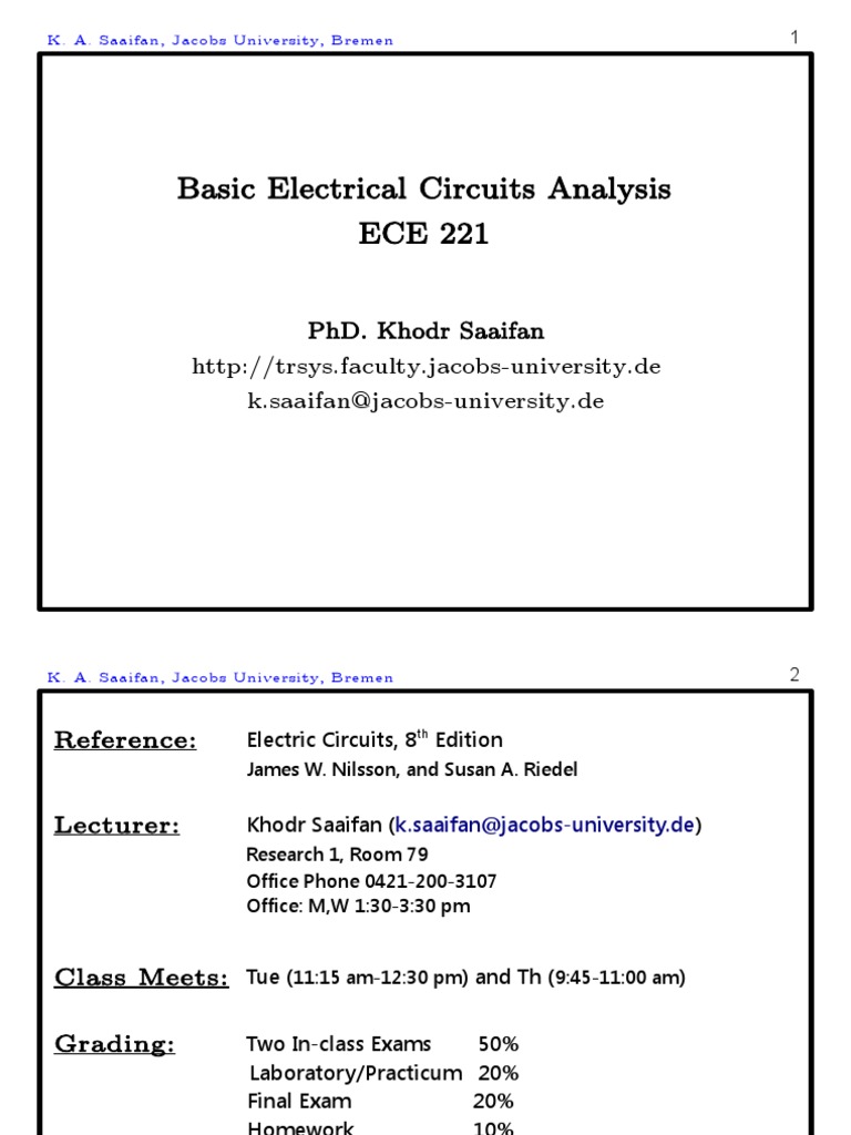 Basic Electrical Circuits Analysis ECE 221 (PDFDrive) | PDF