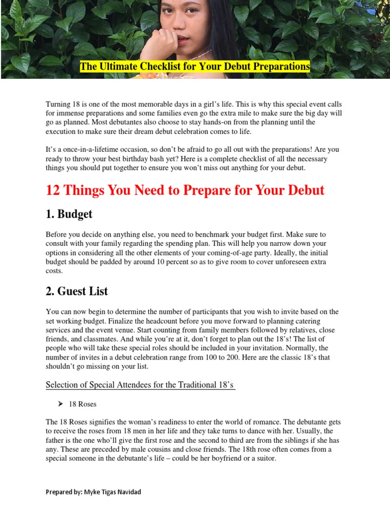 ANDREA The Ultimate Checklist For Your Debut Preparations | PDF | Clothing