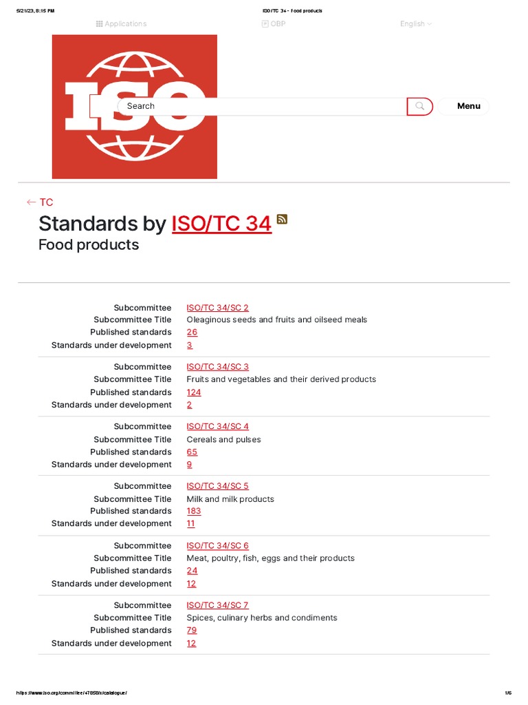 ISO - TC 34 - Food Products | PDF | High Performance Liquid ...
