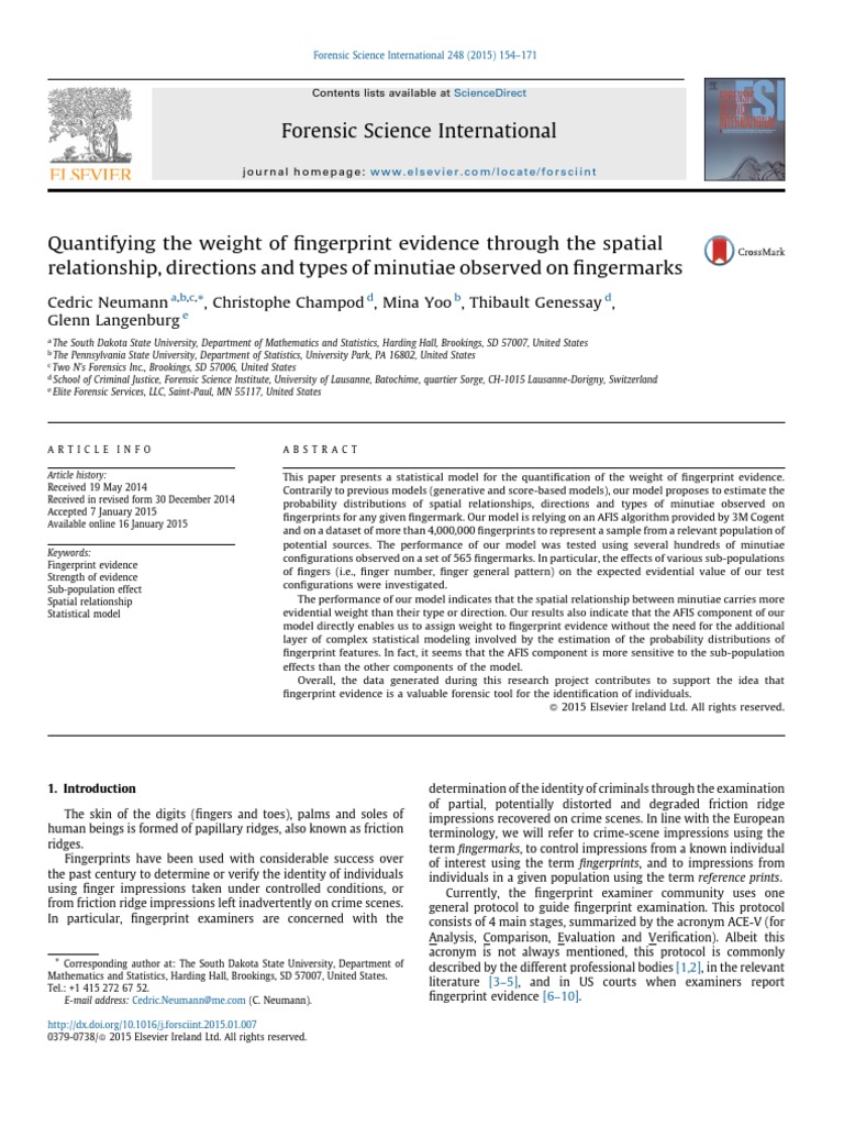 Neumann Et Al. - 2015 - Quantifying the Weight of Fingerprint Evidence Thr | PDF | Fingerprint ...