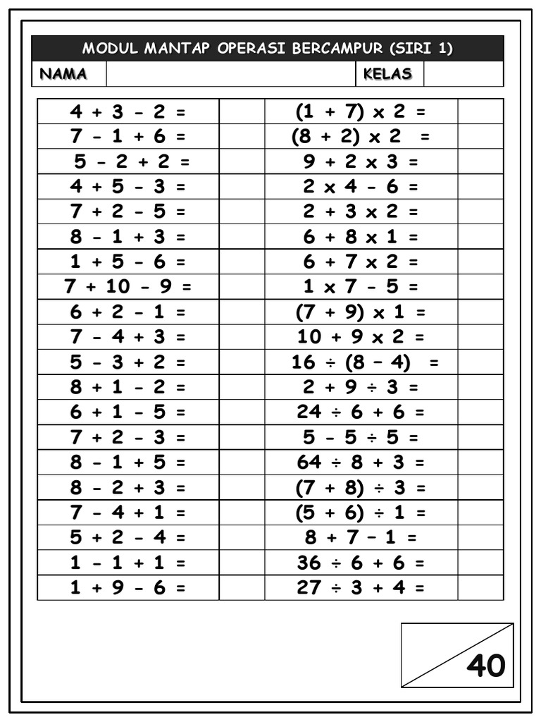 LATIHAN ASAS OPERASI BERCAMPUR | PDF