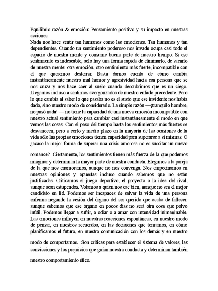 Equilibrio Razón | PDF | Las emociones | Razón