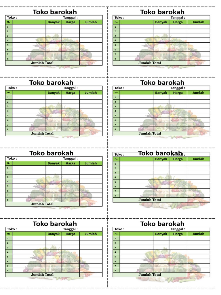 Contoh Nota Toko Sayur dan Material | PDF