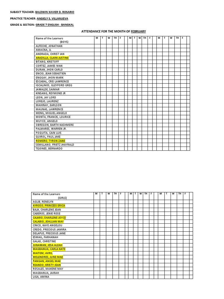 Daily Attendance | PDF