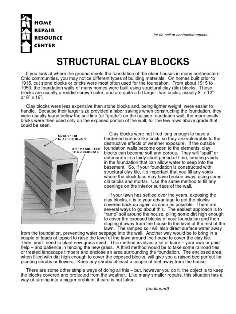 Structural Clay Block | PDF | Foundation (Engineering) | Brick
