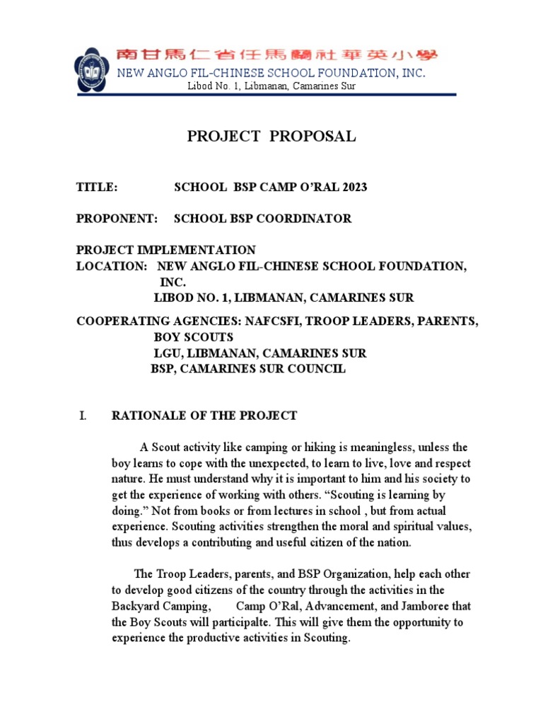 BSP Project Proposal3 | PDF | Boy Scouts Of America | Outdoor Recreation