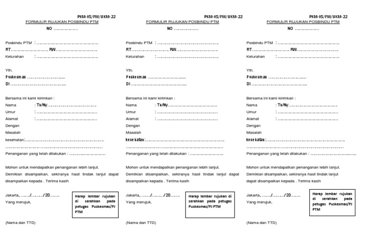 Form Rujukan Posbindu PTM | PDF