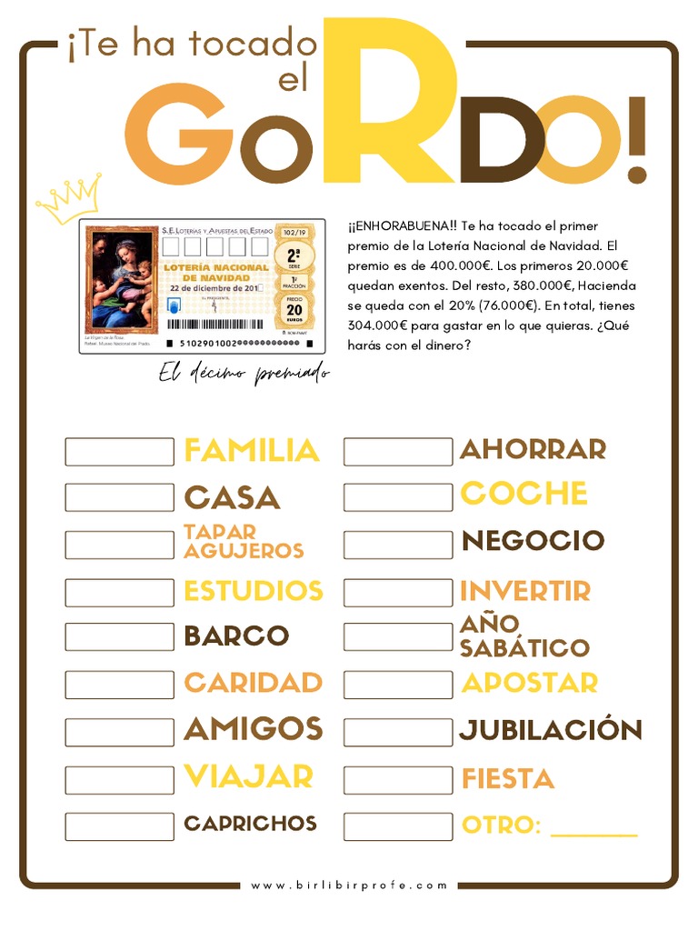 Lotería Navidad Actividad ELE | PDF