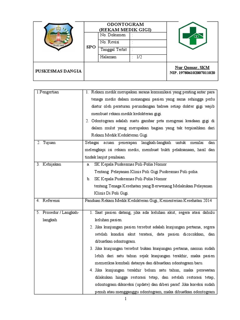 Panduan Pembuatan Odontogram Gigi | PDF