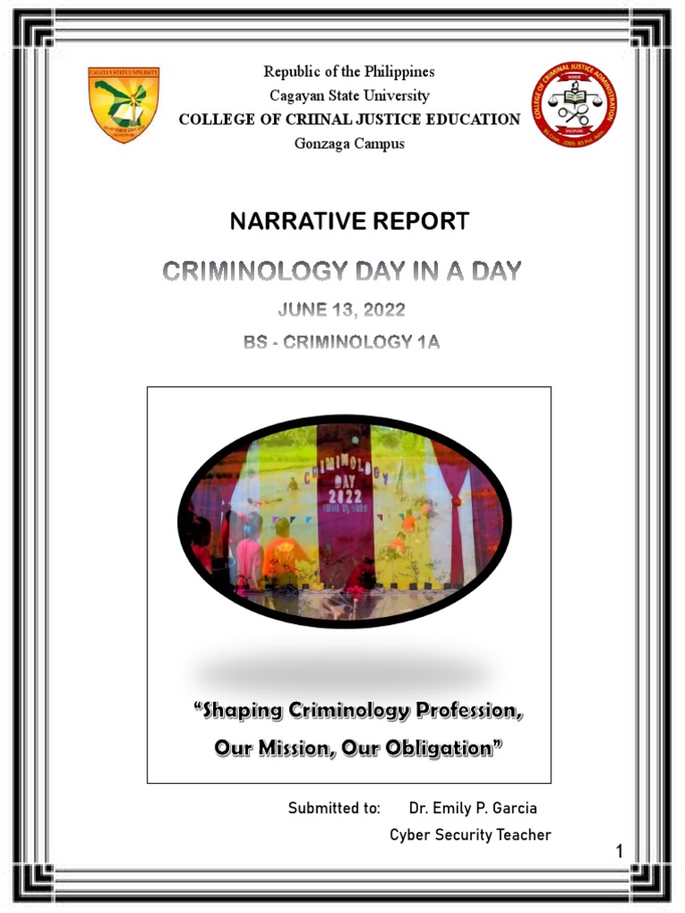 Criminology Day 2022 Narrative Report | PDF | Crimes | Crime & Violence