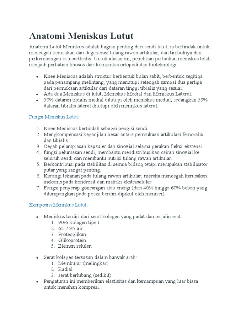 Anatomi Meniskus Lutut | PDF | Ilmu Sosial | Sains & Matematika