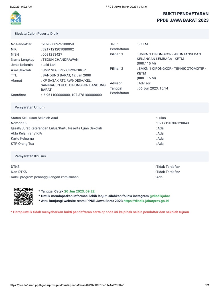 PPDB Jawa Barat 2023 - v1.1.6 | PDF
