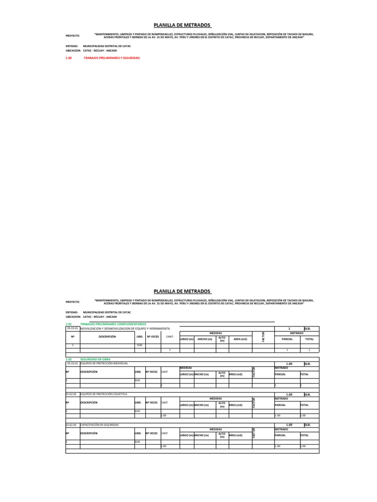 PLANILLA DE METRADOS FINAL (1) | PDF | Perú