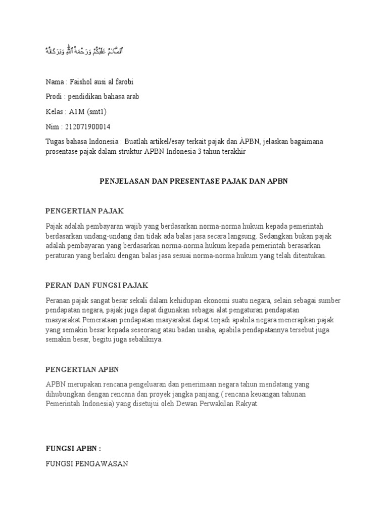 Apbn Dan Pajak | PDF | Pengelolaan Keuangan & Uang