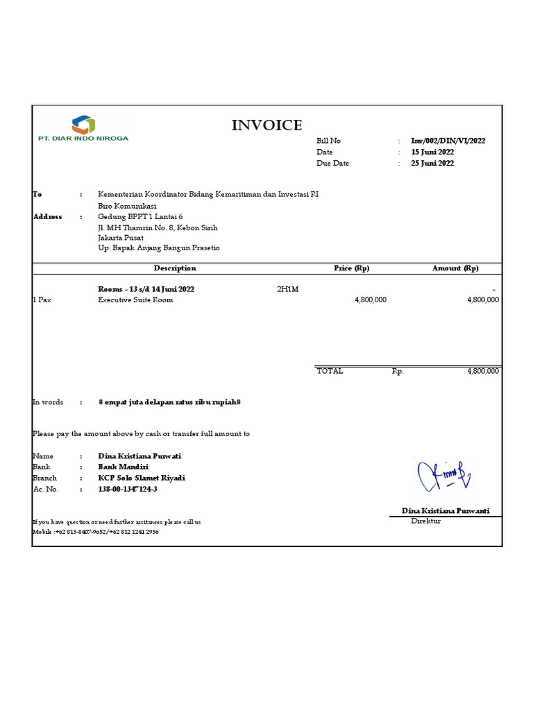 Pro Forma Invoice BKPBM 15 - 18 Juni 2023 | PDF | Accounting